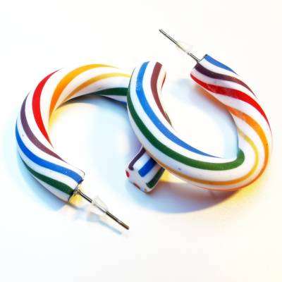 Black and White Loop Ohrstecker, Fimo