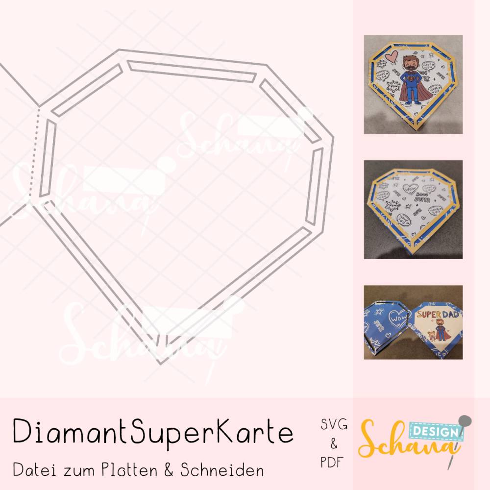 Klappkarte Diamant Plotterdatei SVG