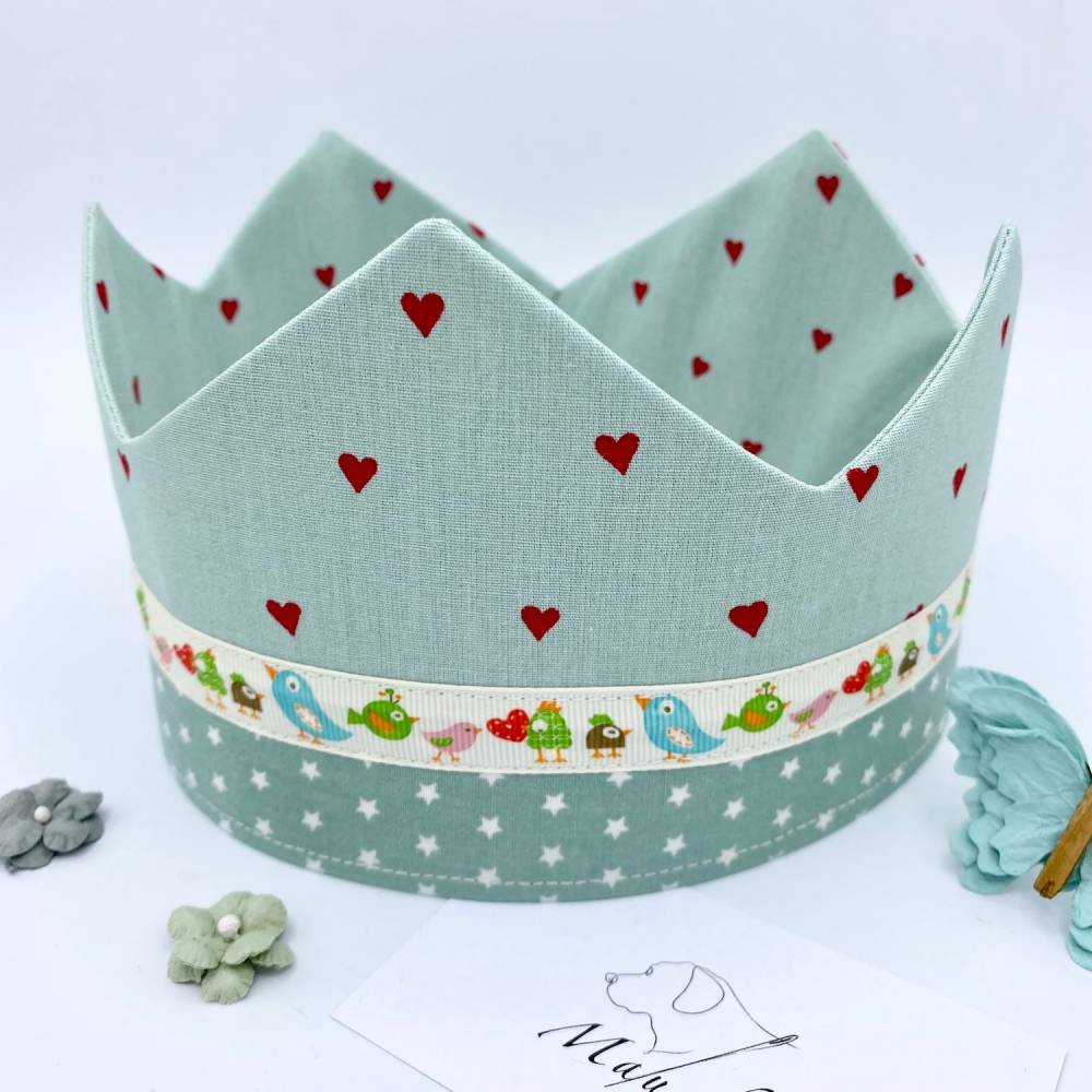 Geburtstagskrone für Kinder , Krone, mint, größenverstellbar