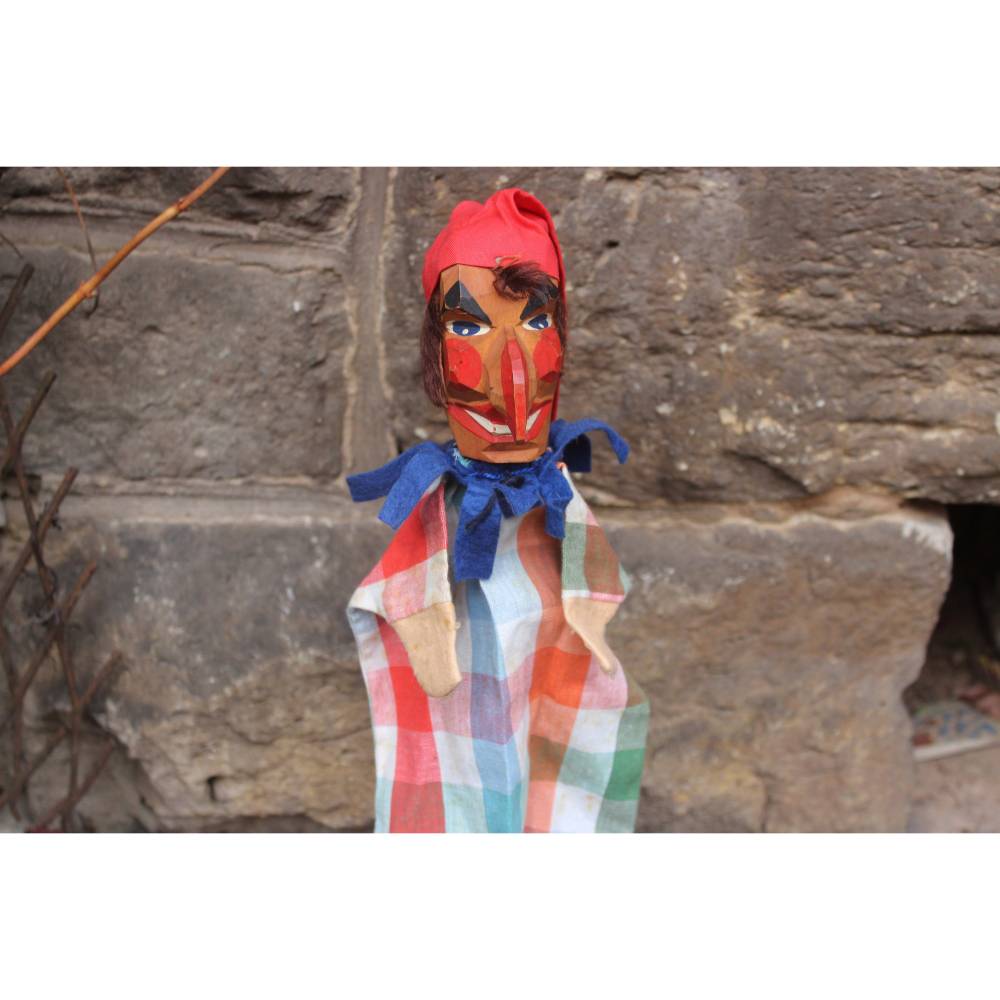 Kasperl Handpuppe Lotte Sievers - Hahn handgeschnitzt Punch