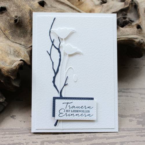 Trauerkarte, Beileidskarte, grau-weiß, Kondolenzkarte mit