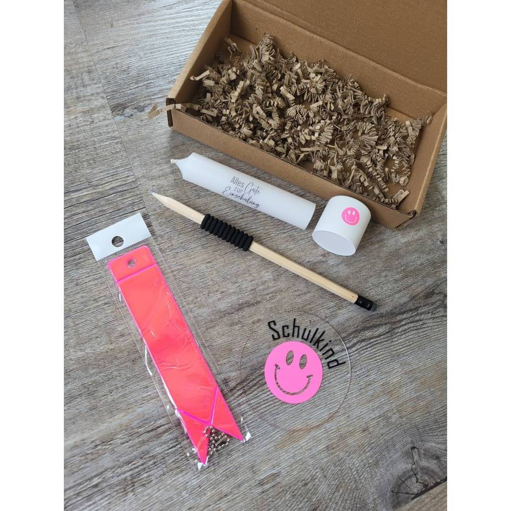 Geschenkkarton * Alles Gute zur Einschulung * Acrylanhänger