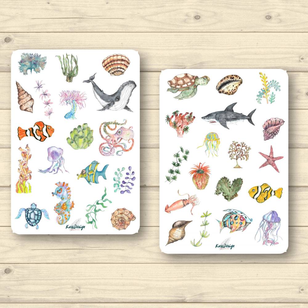Sticker Set Ozean Meerestiere Kindersticker