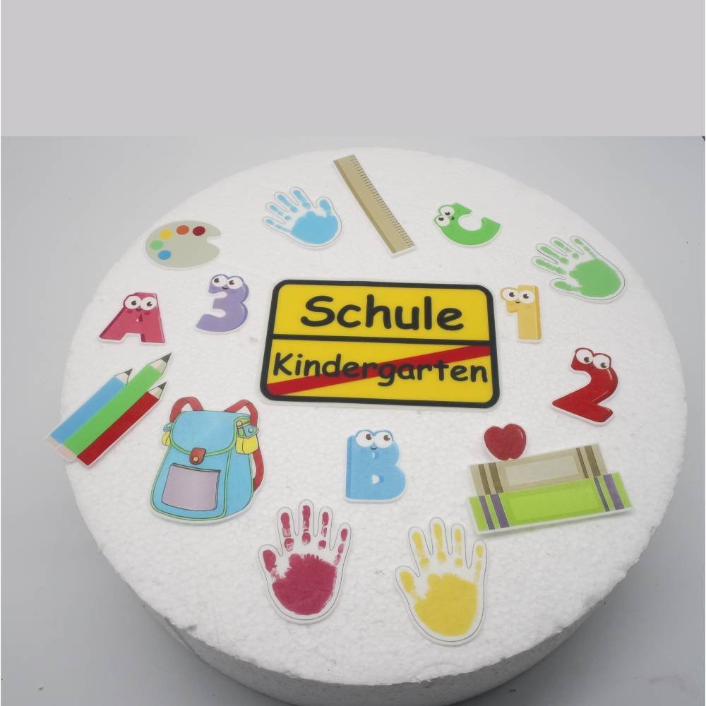 Essbare Tortendeko komplettes Set für den Schulanfang