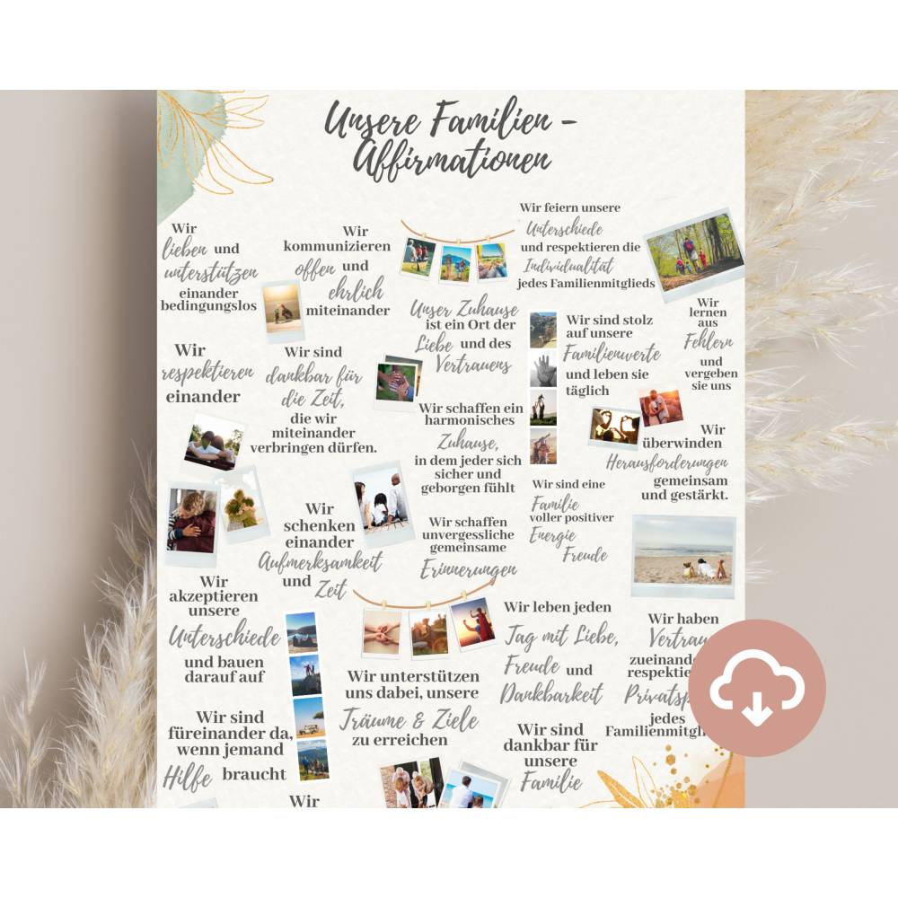 Familien Werte Poster PDF – 20 Glaubenssätze für mehr Achtsamkeit ...