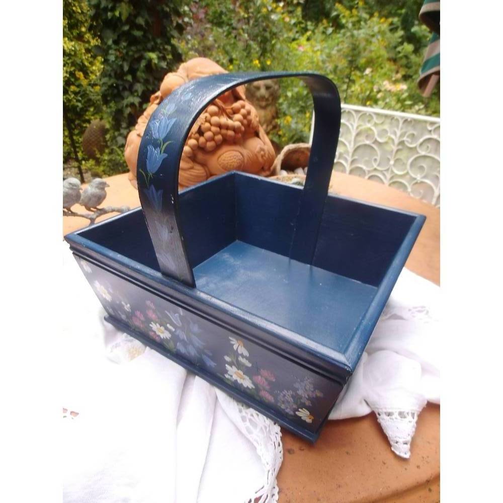 Holzkorb Blumenkorb Handbemalt Handarbeit Wiesenblumen Landhaus