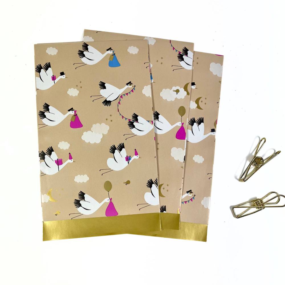 Geschenktüten STORCH 5-50 Stück 12x19 cm zur Geburt oder