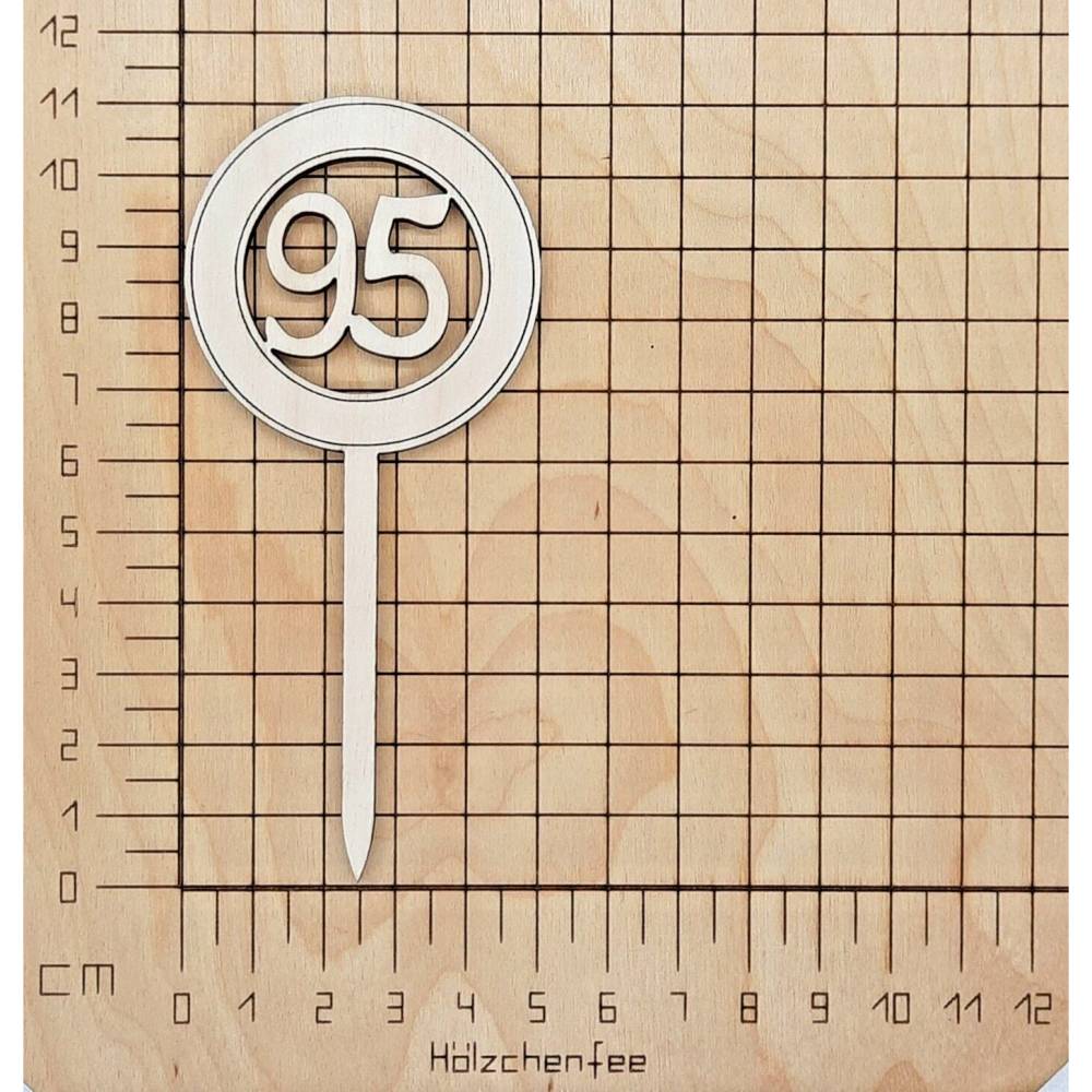 Cake Topper Tortendekoration Holz 95. Geburtstag Tortenstecker