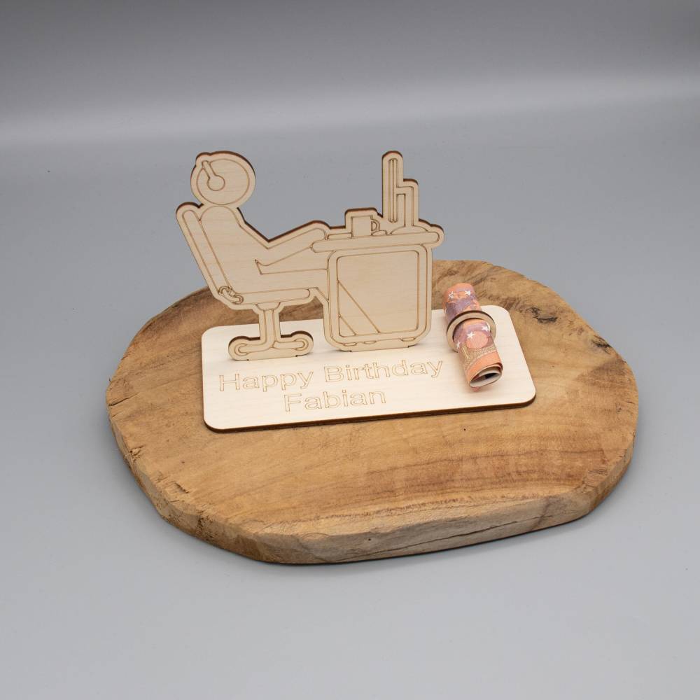 Geldgeschenk Computer - aus Holz personalisiert