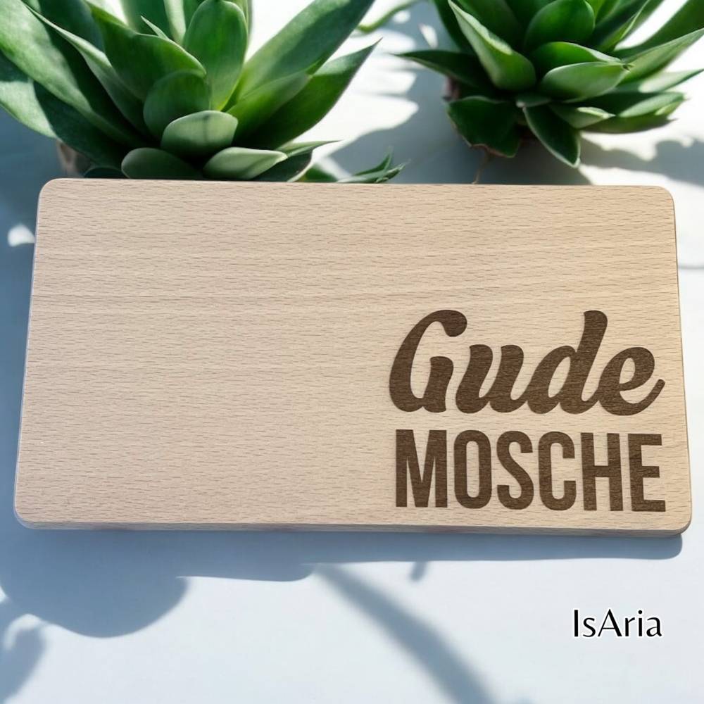 Frühstücksbrettchen Gude Mosche/Hessisch/Schneidebrett/Holzbrett/
