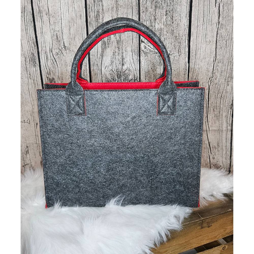 Bunte robuste Filztasche mit Spruch