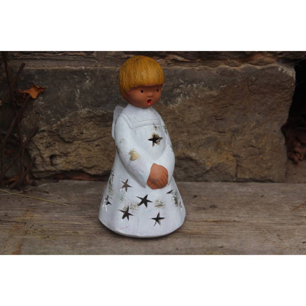 großer Singer Engel Jullar 23,5 cm Teelichthalter Windlicht