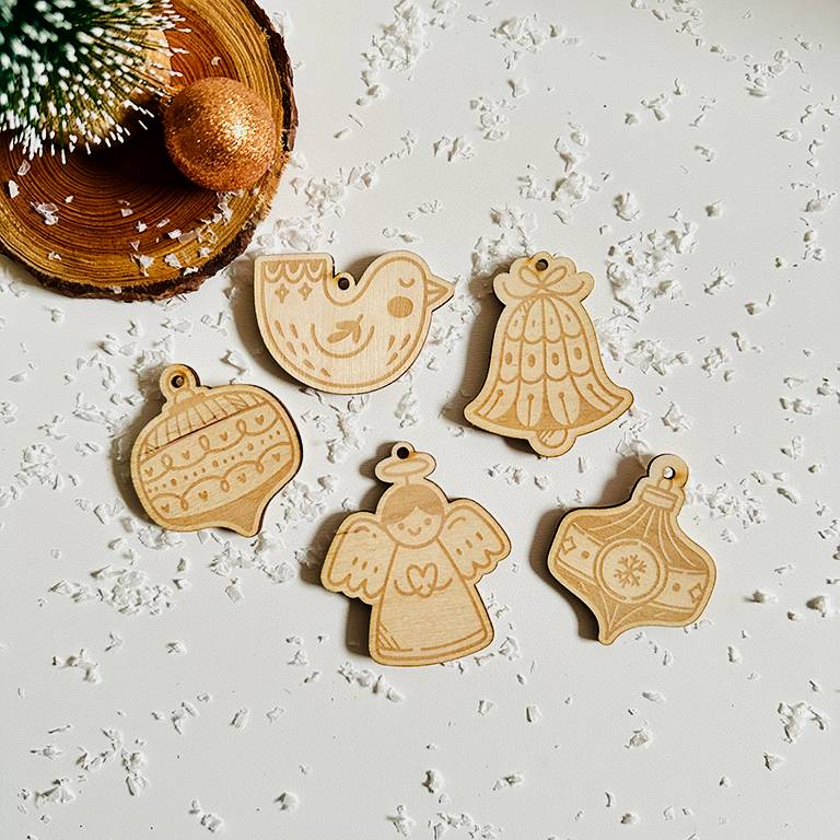 3 Deko-Anhänger Plätzchen, Holz, Geschenkanhänger