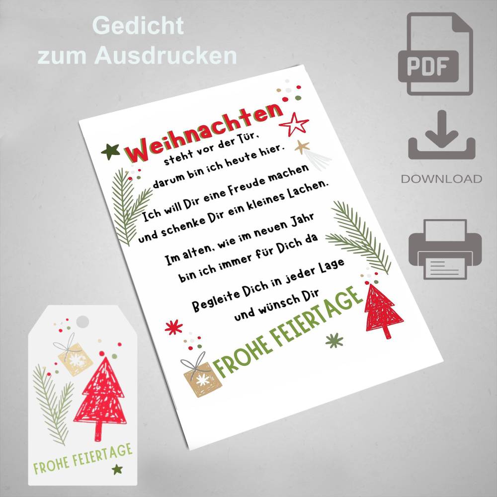 Weihnachts Gedicht für Glücksbringer, Download PDF