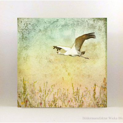 SCHMETTERLING & FLAX Blumenbild im Landhausstil auf Holz