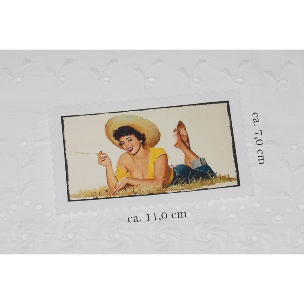 Patches Aufnäher Stoffbild Applikation Vintage Pin up Girl Sommer No.4