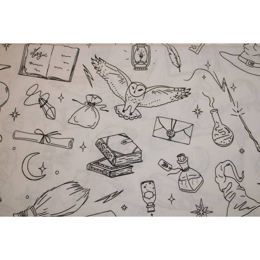 0,75m RESTSTÜCK Baumwollstoff zum Ausmalen Magic Harry Potter