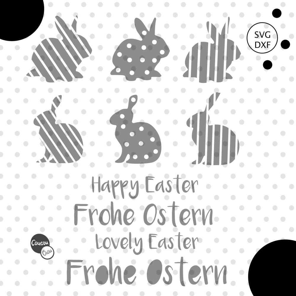 Plotterdatei Osterhasen svg dxf, CoucouChou Design