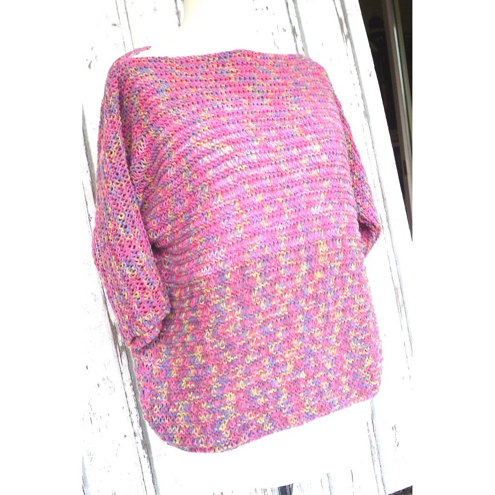 Sommerpullover Größe42/44 handgestrickt Musterpullover melierter ...