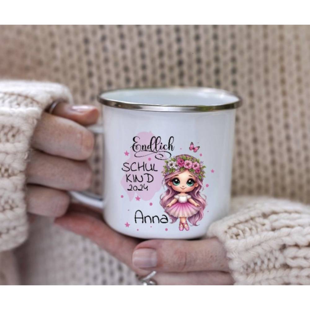 Tasse Schulkind mit Namen Ballerina Mädchen personalisiert Geschenk Einschulung Schulstart