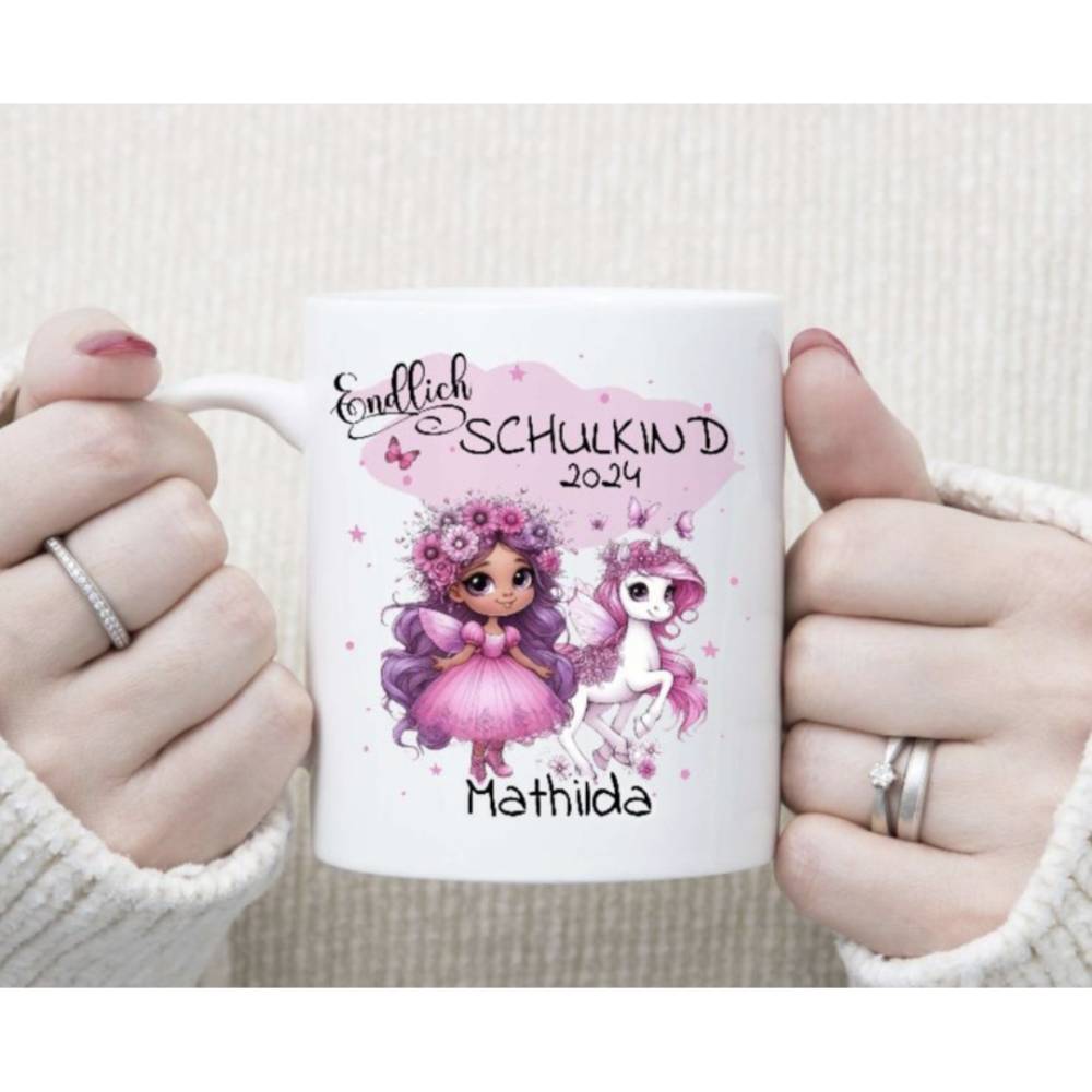 Tasse Schulkind mit Namen Pferd Mädchen personalisiert Geschenk
