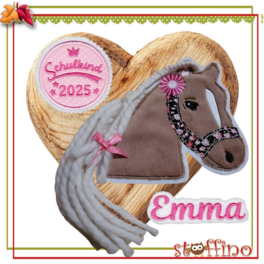 Applikation süsses Pferde Set zur Einschulung 1. Schultag