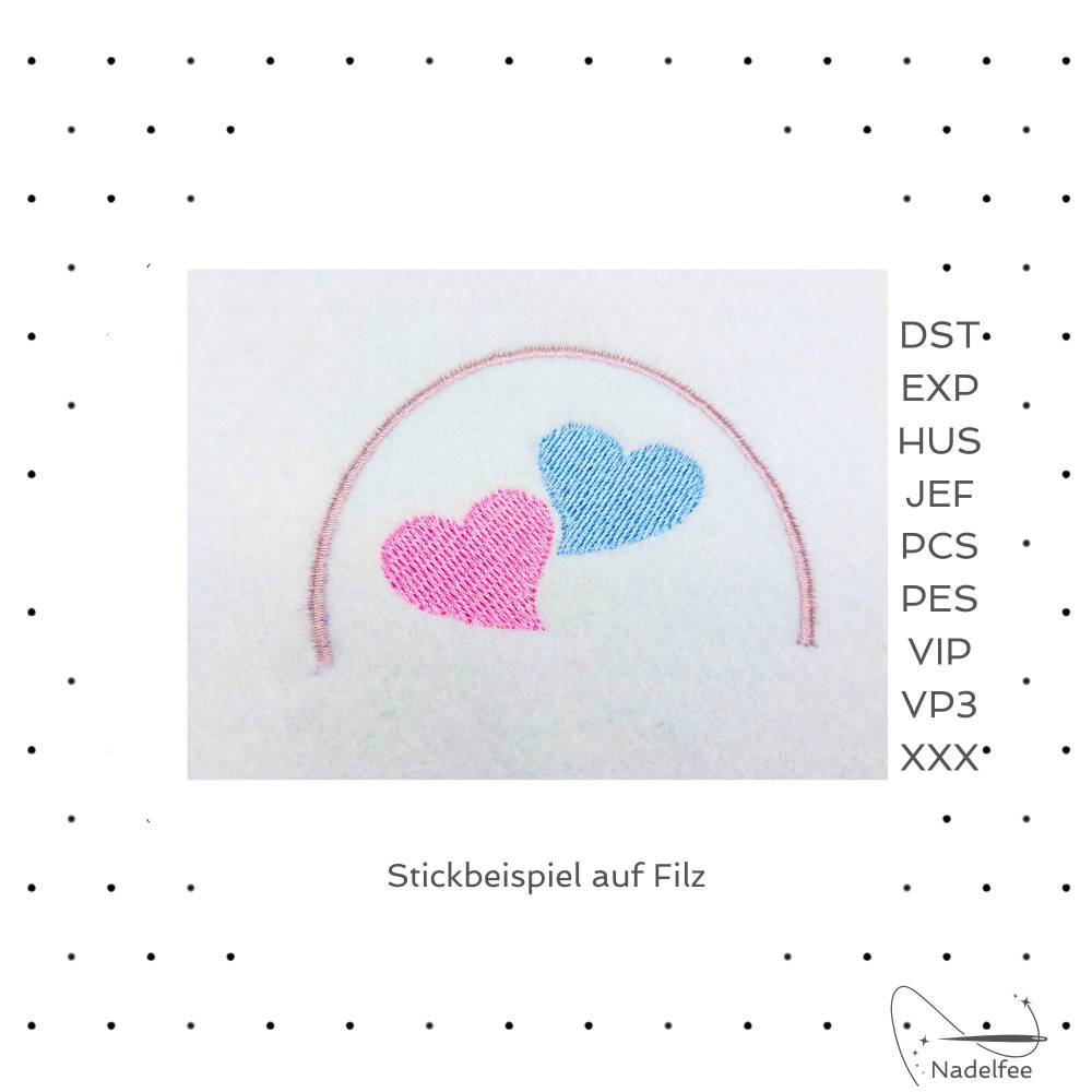 Stickdatei * Herzen Bogen * 55x75 mm Maschinenstickmuster
