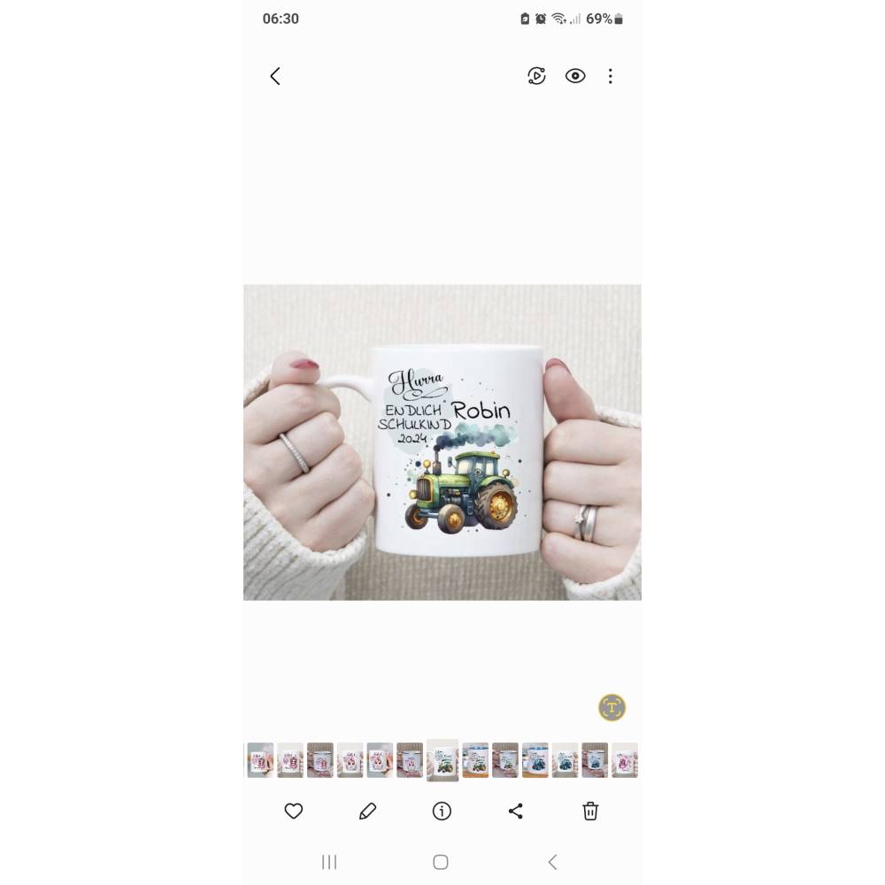 Tasse Schulkind mit Namen Traktor Jungen personalisiert