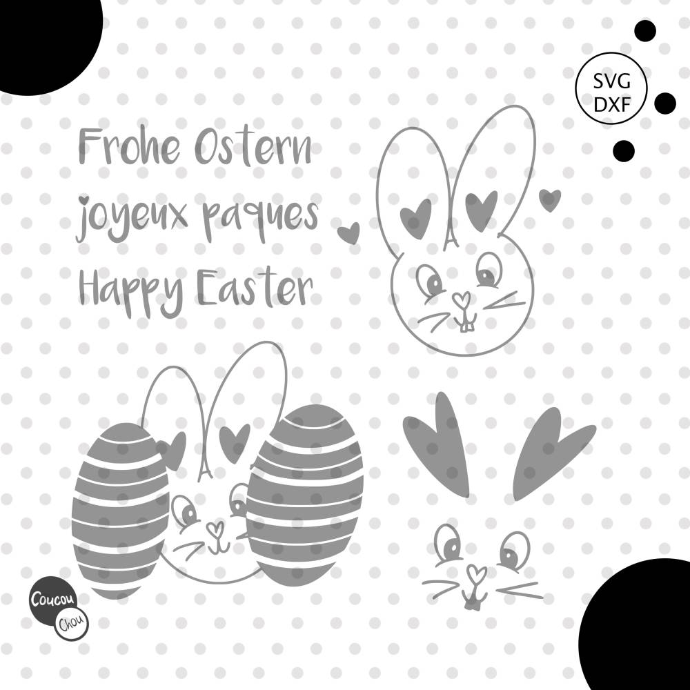 Plotterdatei Osterhase Herzhasi svg dxf, Laserdatei, CoucouChou