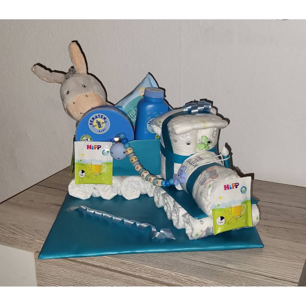 Windeltorte Eisenbahn Zug Baby Junge Geschenk Geburt Taufe Pullerparty