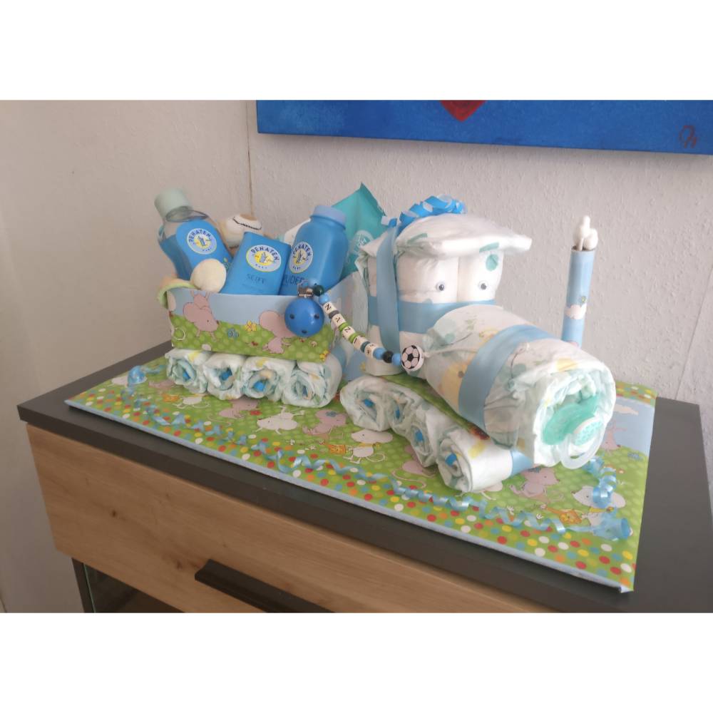 Windeltorte Eisenbahn Zug Baby Junge Geschenk Geburt Taufe