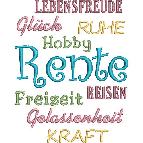 Stickdatei Spruch Rente