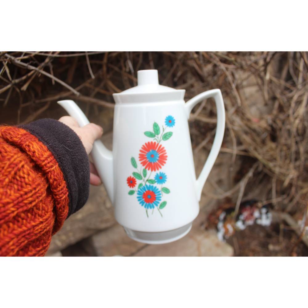 21 tlg. Kaffeeservice buntes Blumendekor Prilblumen Creidlitz