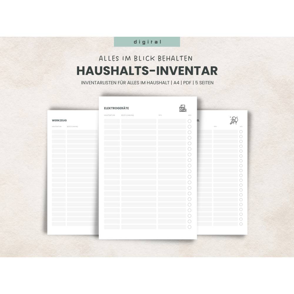Haushalts-Inventarlisten PDF - 5 Bereiche für mehr Übersicht