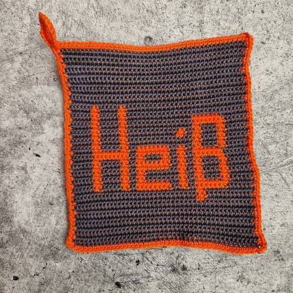 Häkelanleitung Topflappen "Vorsicht Heiß"