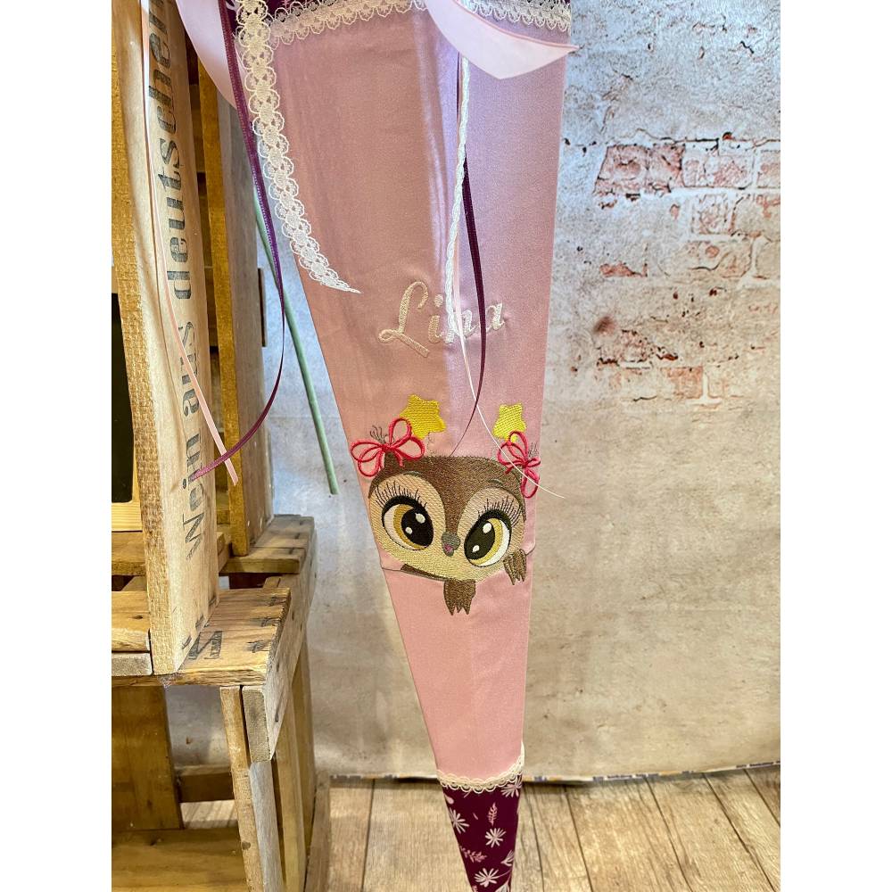 Zuckertüte Schultüte mit Eule in lila und rosa