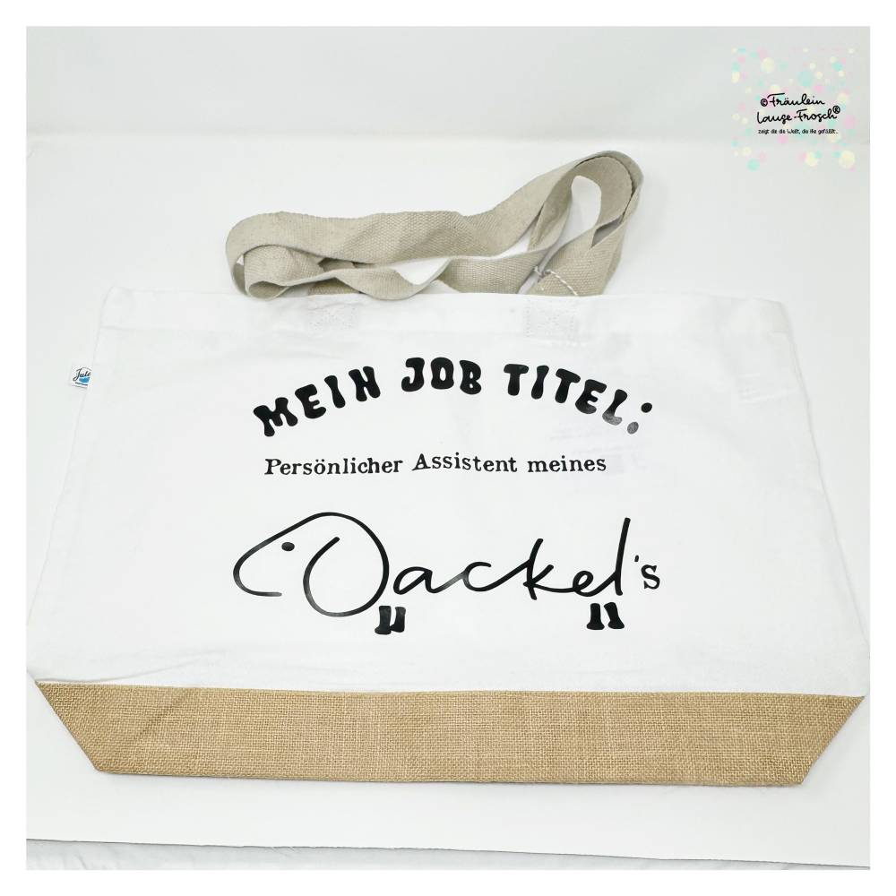 Canvas Shopper "Dackelliebe" -Job Titel- (mit kleinem Fleck)