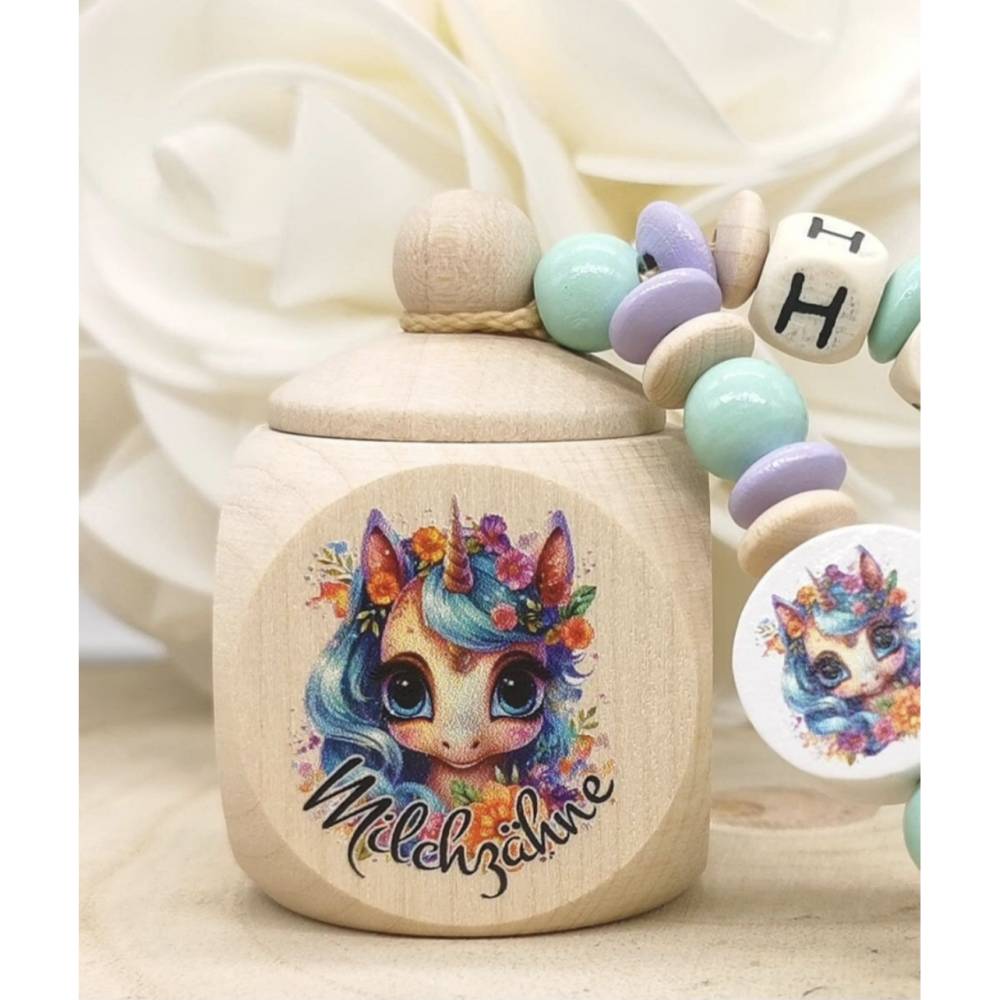Milchzahndose mit Namen Einhorn Mädchen Zahndose Geschenk