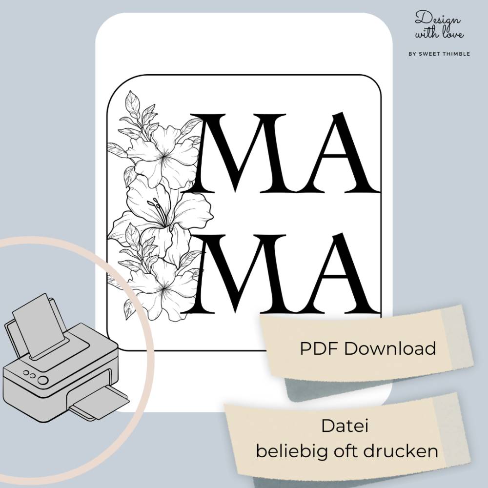 Plotterdatei: Mama Muttertag Blumen SVG PNG