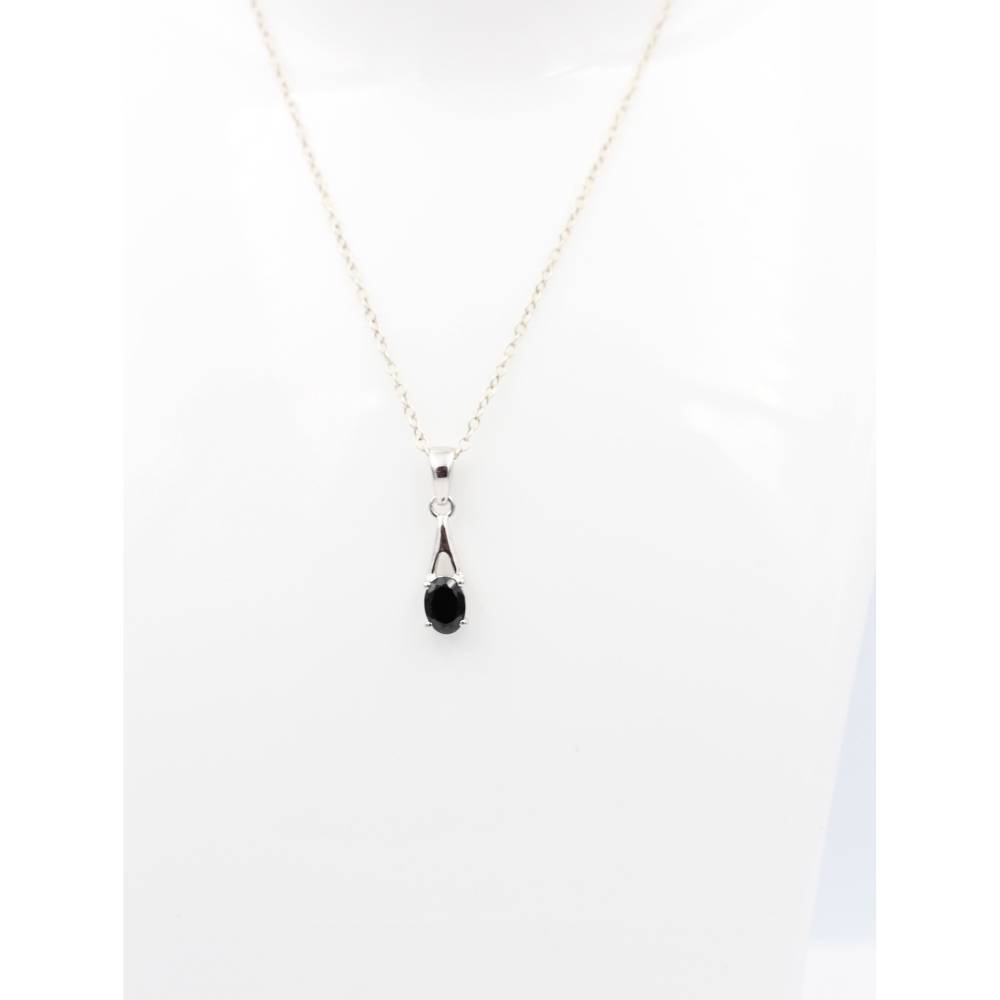 0,72 Carat Onyx Anhänger 925 Silber Colllier Kette Onyxanhänger