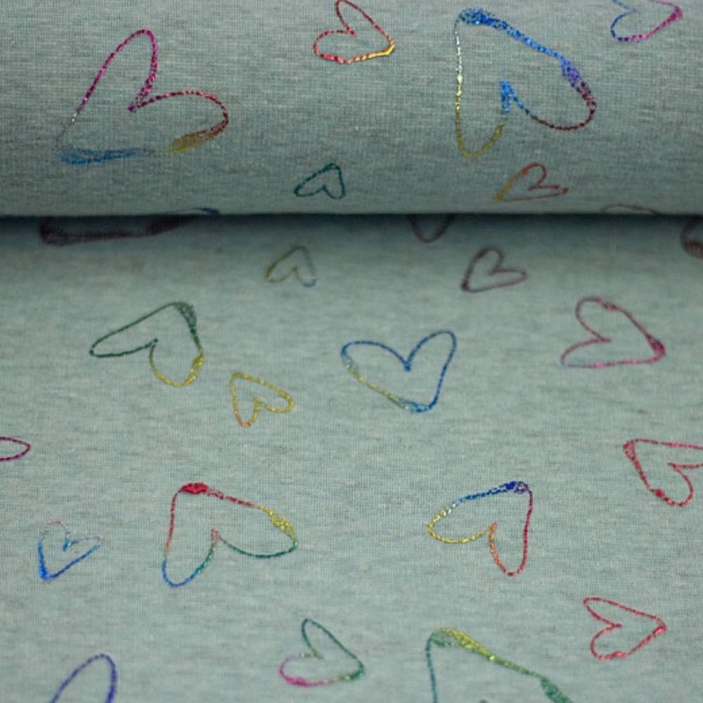 Alpenfleece Farsund - Herzen - melange mint, 50cm