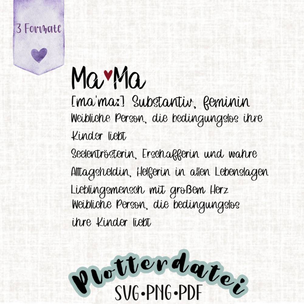 Plotterdatei „Mama Definition“ – SVG, PNG, PDF