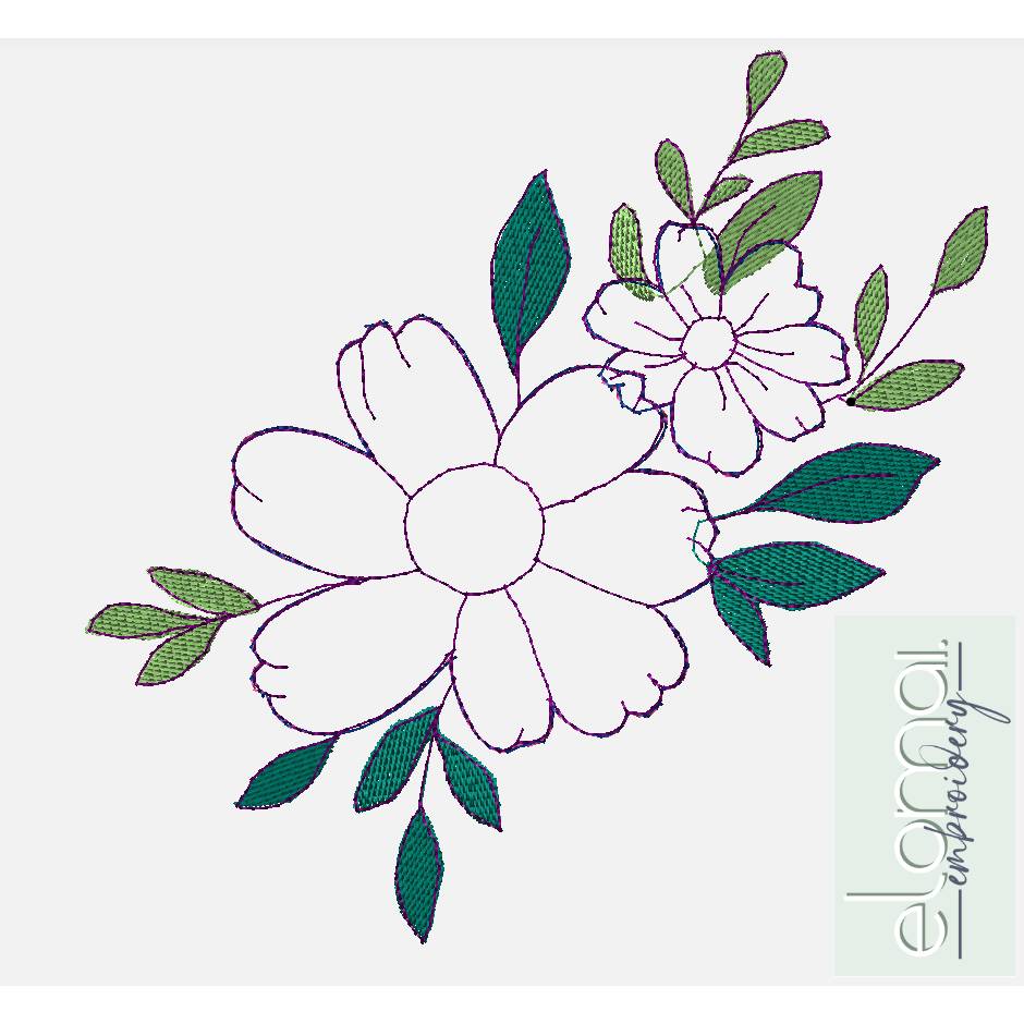 Stickdatei Doodle Applikation Blume Amalia - 6 Größen 5 Formate