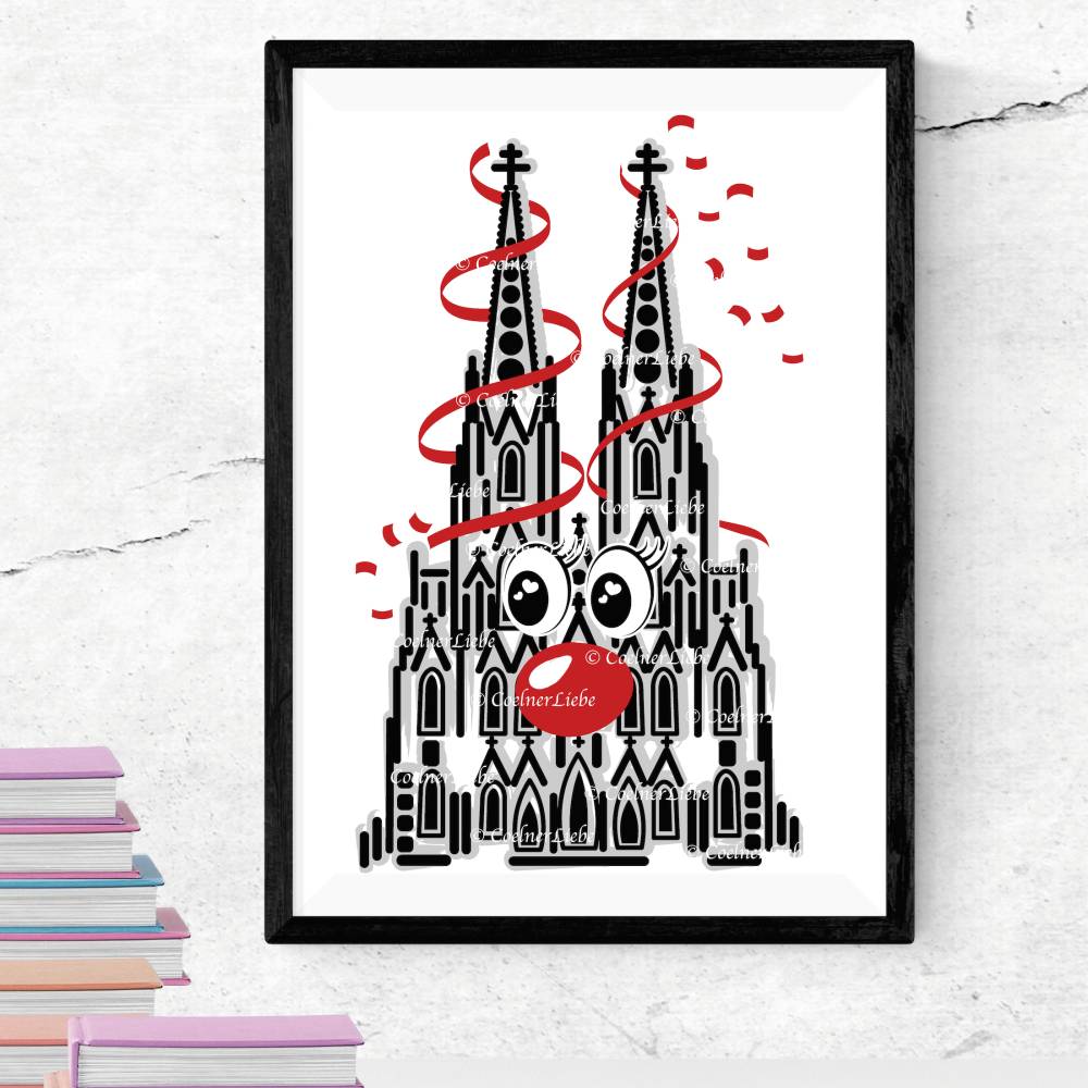 Plotterdatei Kölner Dom mit Pappnase - für echte Jecken!