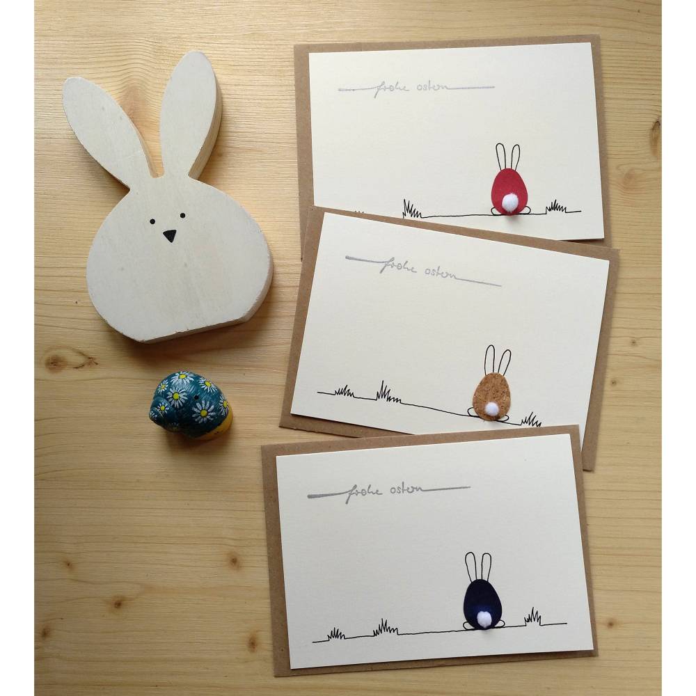 Osterkarte "Osterhase im Gras"