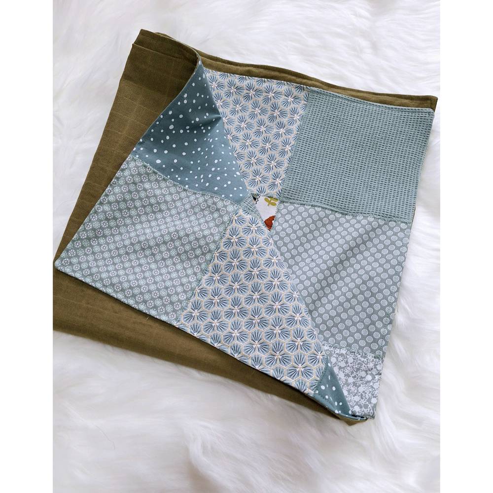 Babydecke Patchwork lindgrün Chamäleon 66 x 66 cm Sommerdecke Schmusedecke