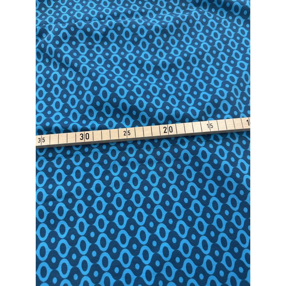 Jersey Stoff Tropen Rauten Punkte 90cm x VB Reststück Rest