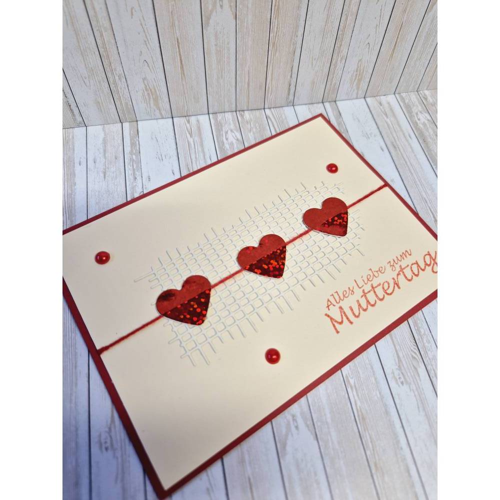 Karte zum Muttertag Herz rot beige