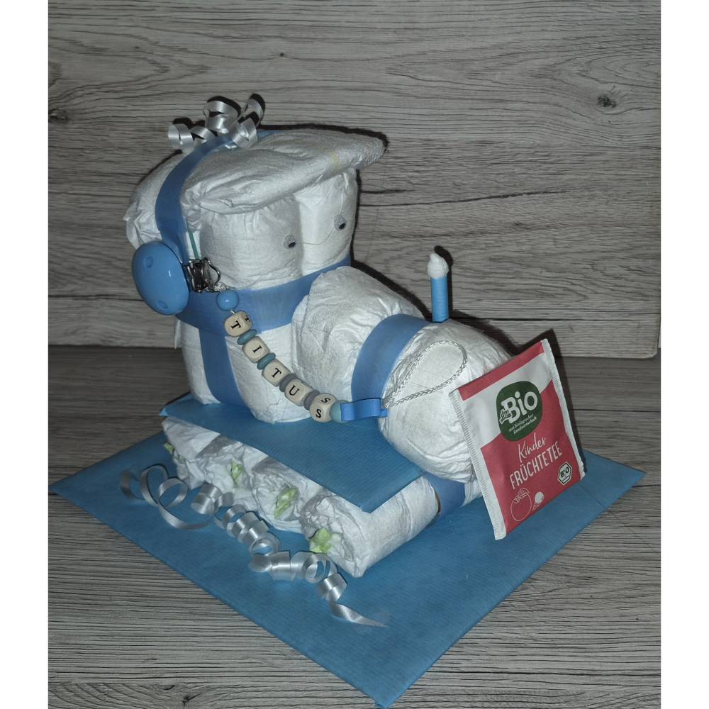 Windeltorte Eisenbahn Zug Lok Baby Junge Geschenk Geburt Taufe Pullerparty