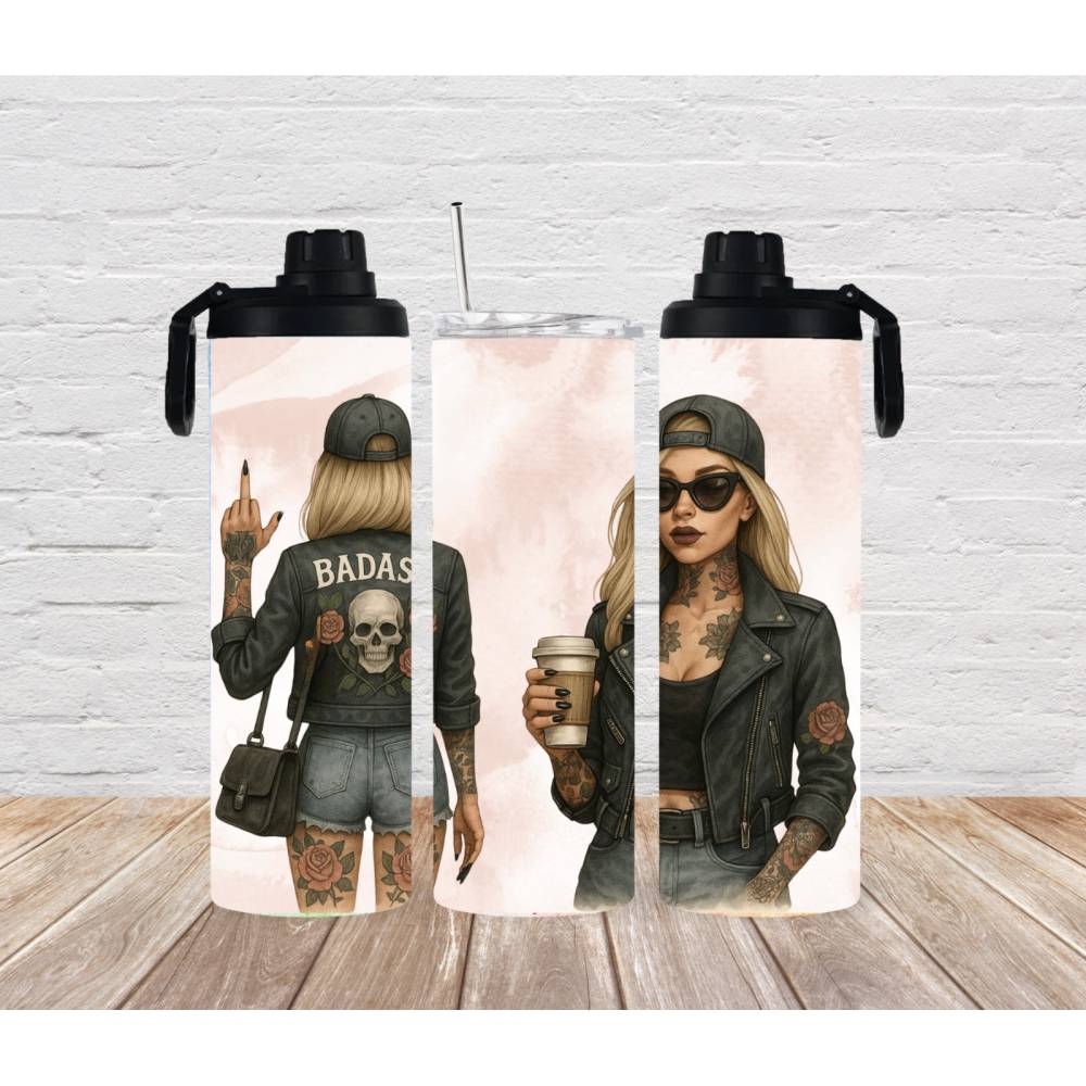 Thermobecher 590ml 2 Deckel "Badass Girl"